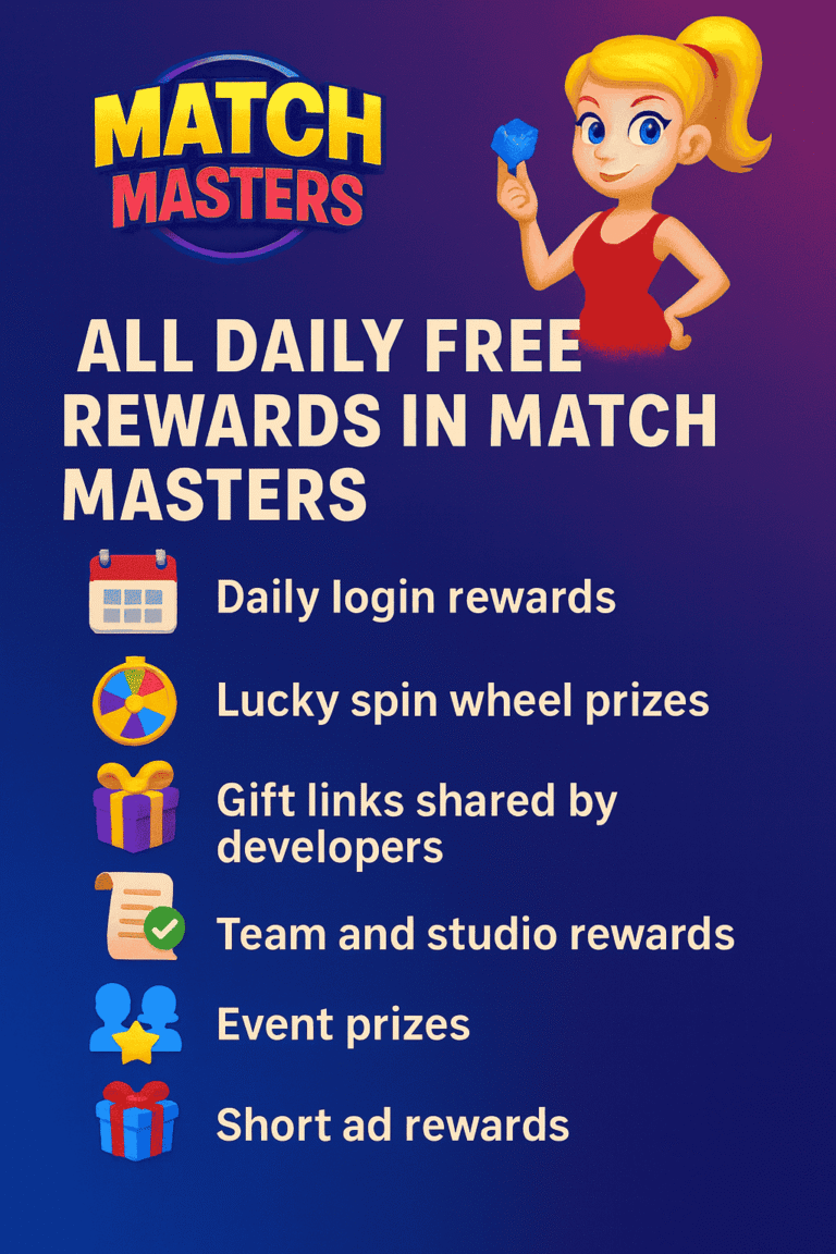 Match Masters Free Gifts Daily Boosters And Coins – Today’s Updated ...